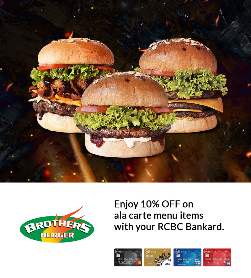10% OFF on Ala Carte Menu at Brothers Burger – RCBC Credit Card