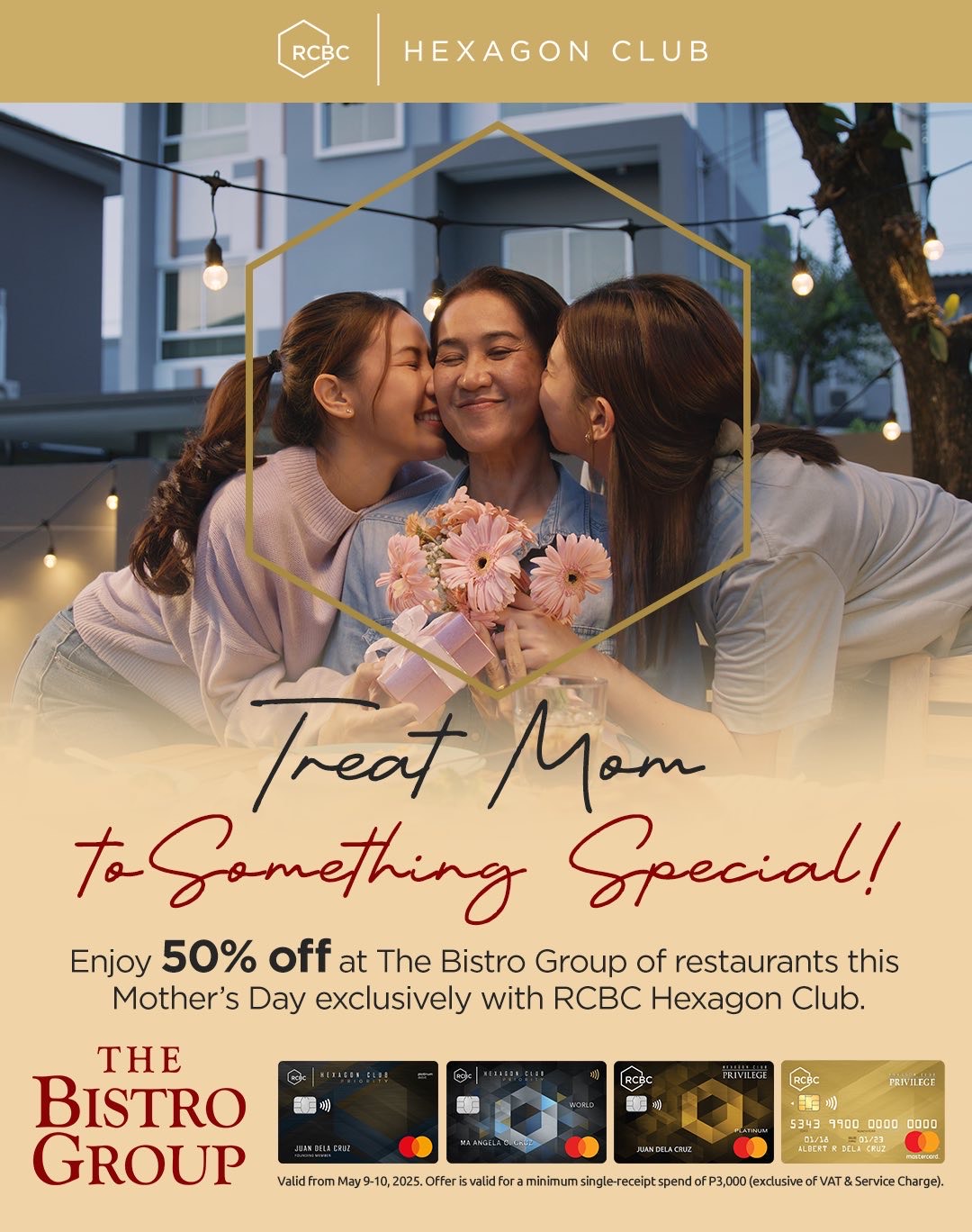 50% OFF at the Bistro Group with Hexagon Club | RCBC Credit Cards