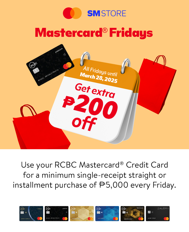 Extra ₱200 OFF at SM Store every Mastercard Fridays | RCBC Credit Cards